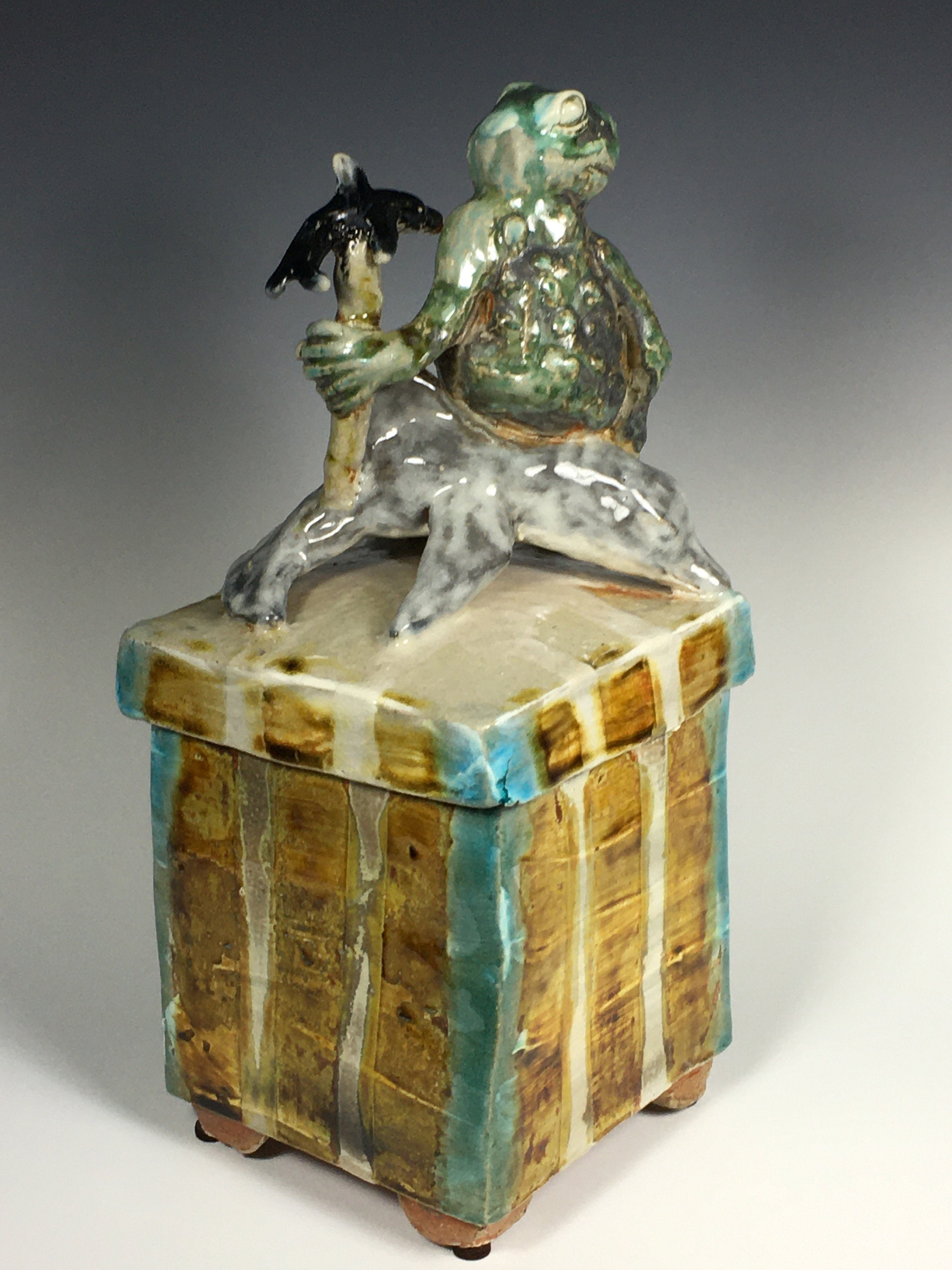 578 Frog With Orca Walking Stick Sitting on Dolphin Soda Fired - Etsy