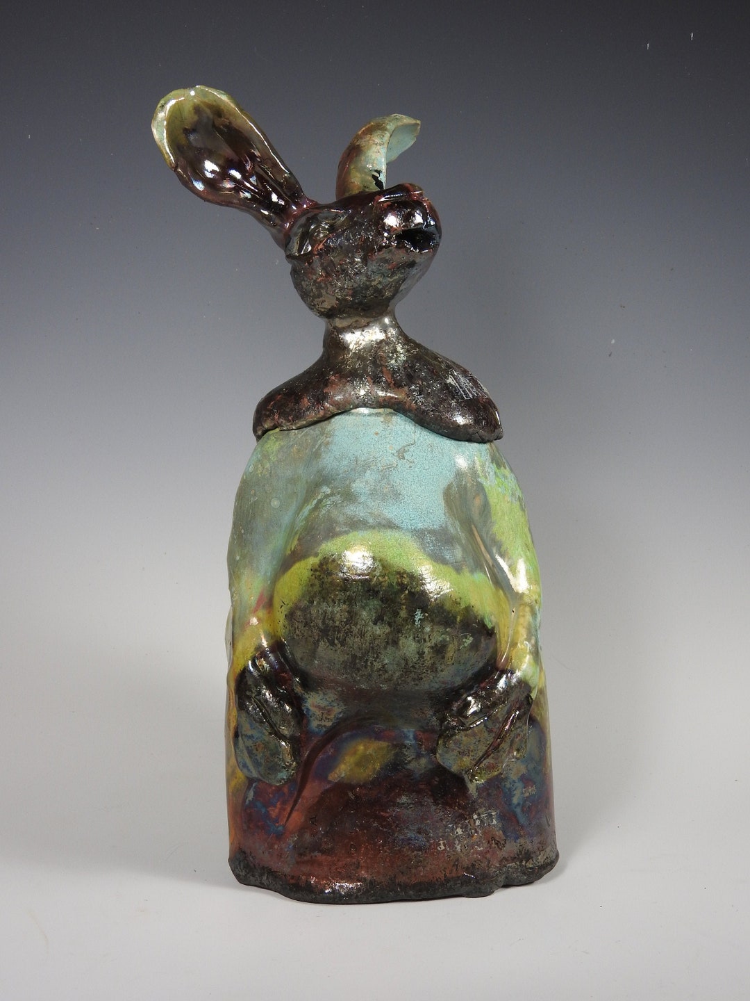 37 Buddha Raku Ricks Turquoise Glaze Handbuilt Bottle Rabbit Top 2 ...