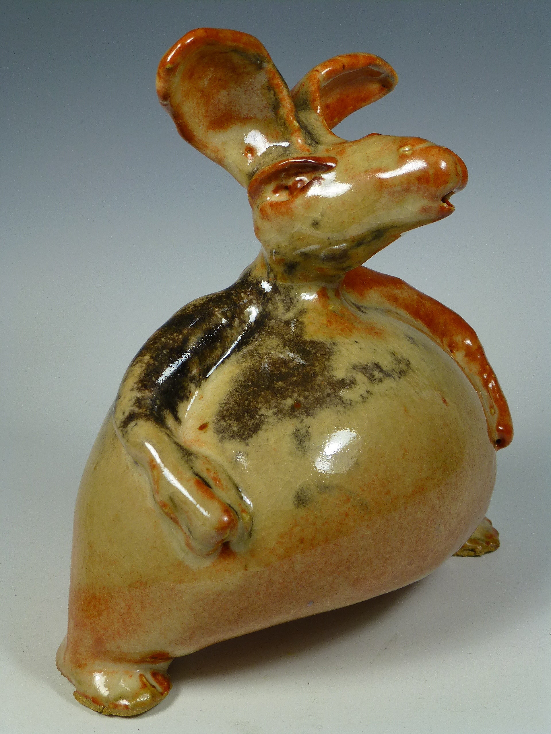 109 Rabbit Hare Buddha Bunny High Fired Animal Sculpture 8H | Etsy