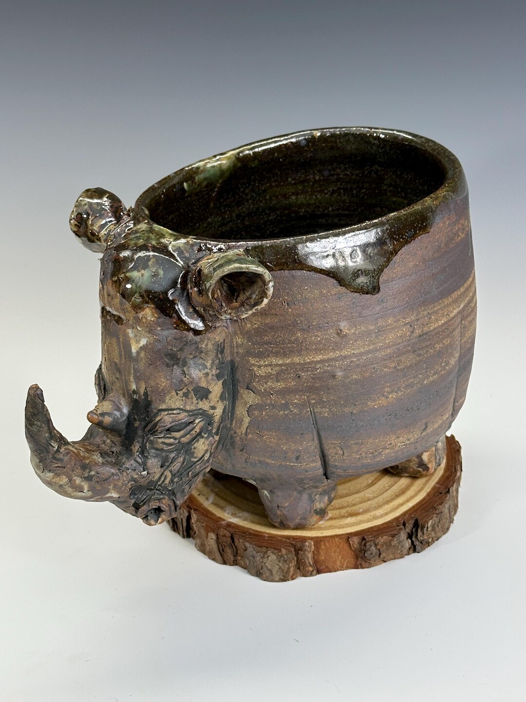 904 African Rhino Rhinoceros Bowl 6"x6"x10" - Etsy