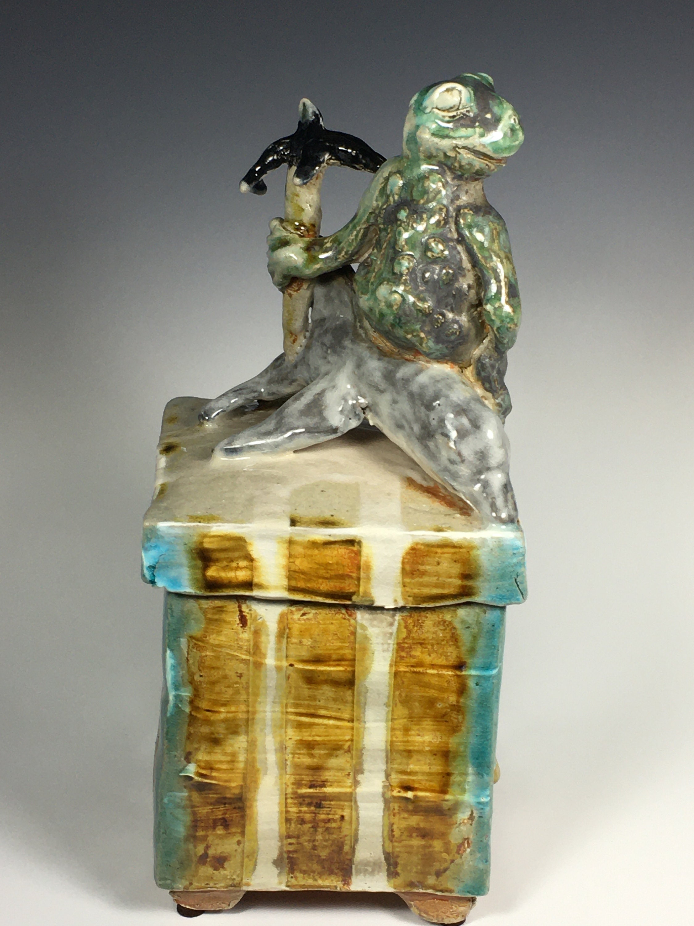 578 Frog With Orca Walking Stick Sitting on Dolphin Soda Fired - Etsy