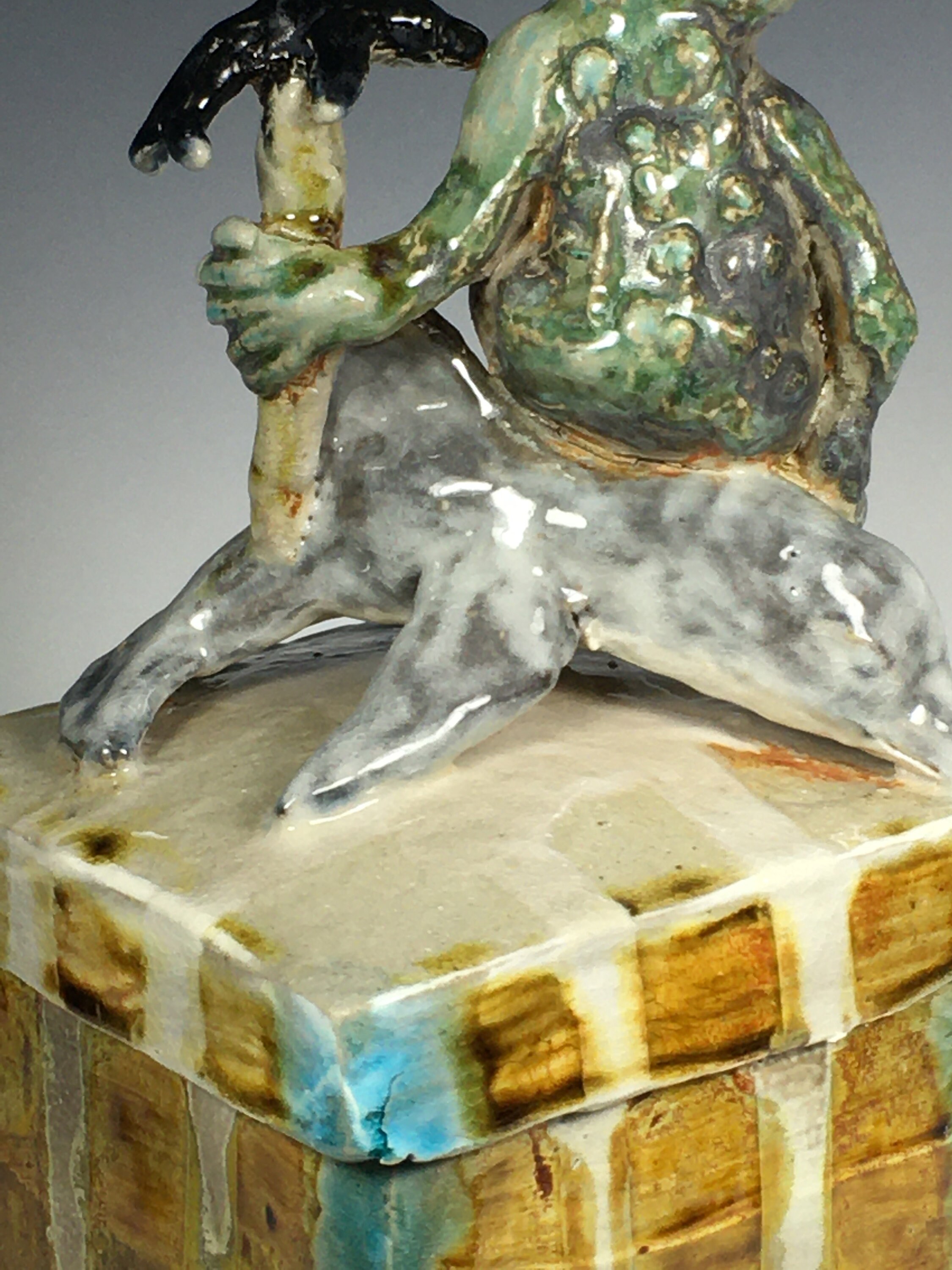 578 Frog With Orca Walking Stick Sitting on Dolphin Soda Fired - Etsy