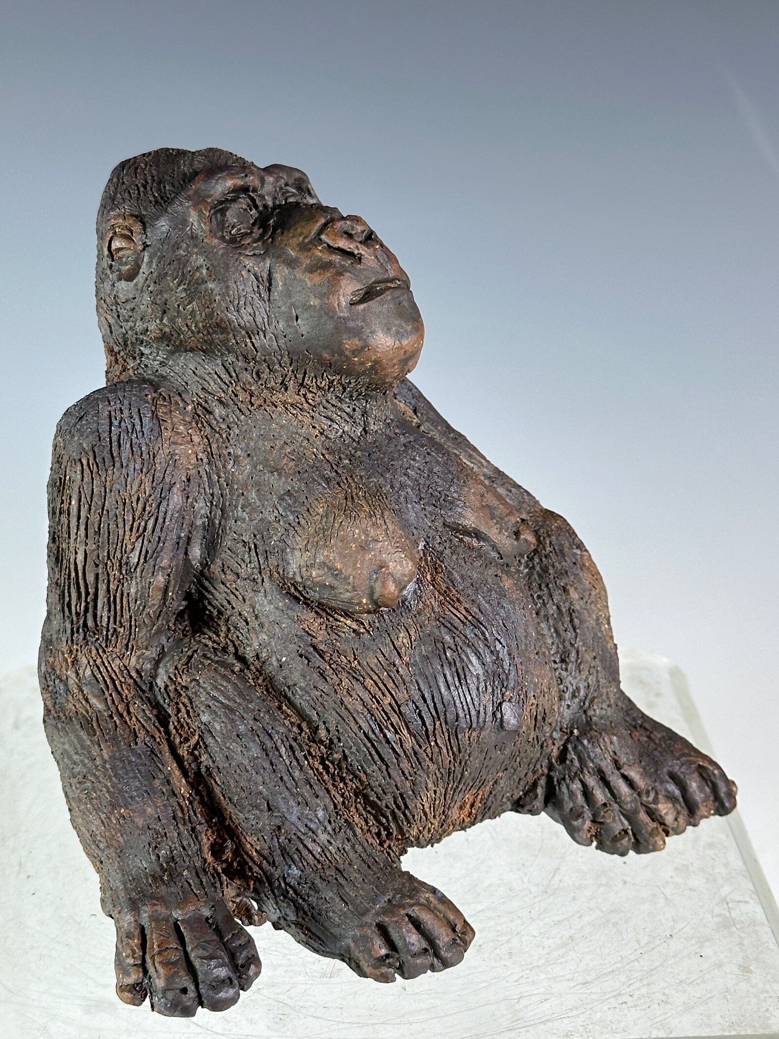 795 Female Gorilla Sitting Sculpture Figure Art Object 5”x4.5”x4.5” - Etsy