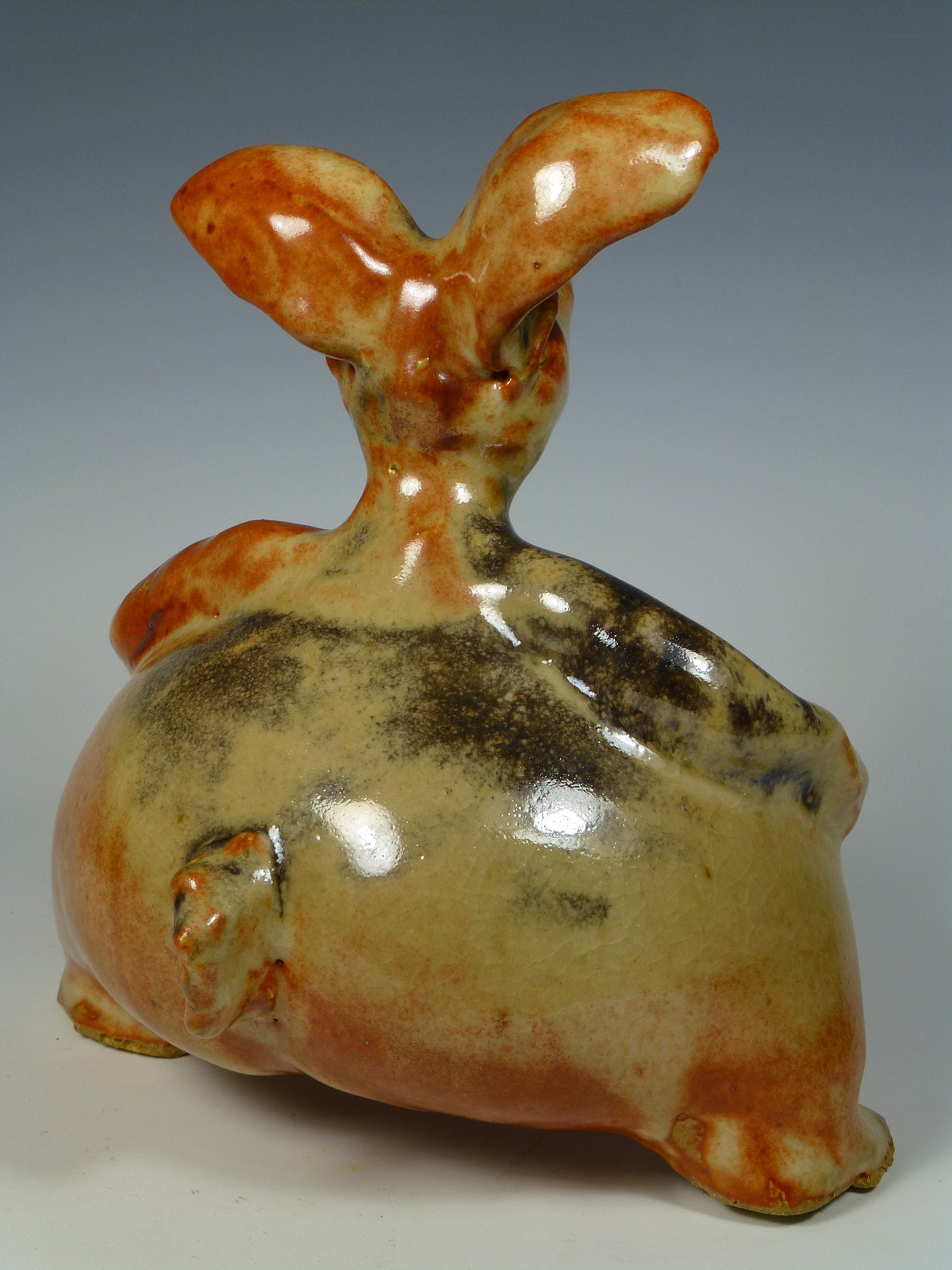 109 Rabbit Hare Buddha Bunny High Fired Animal Sculpture 8H | Etsy