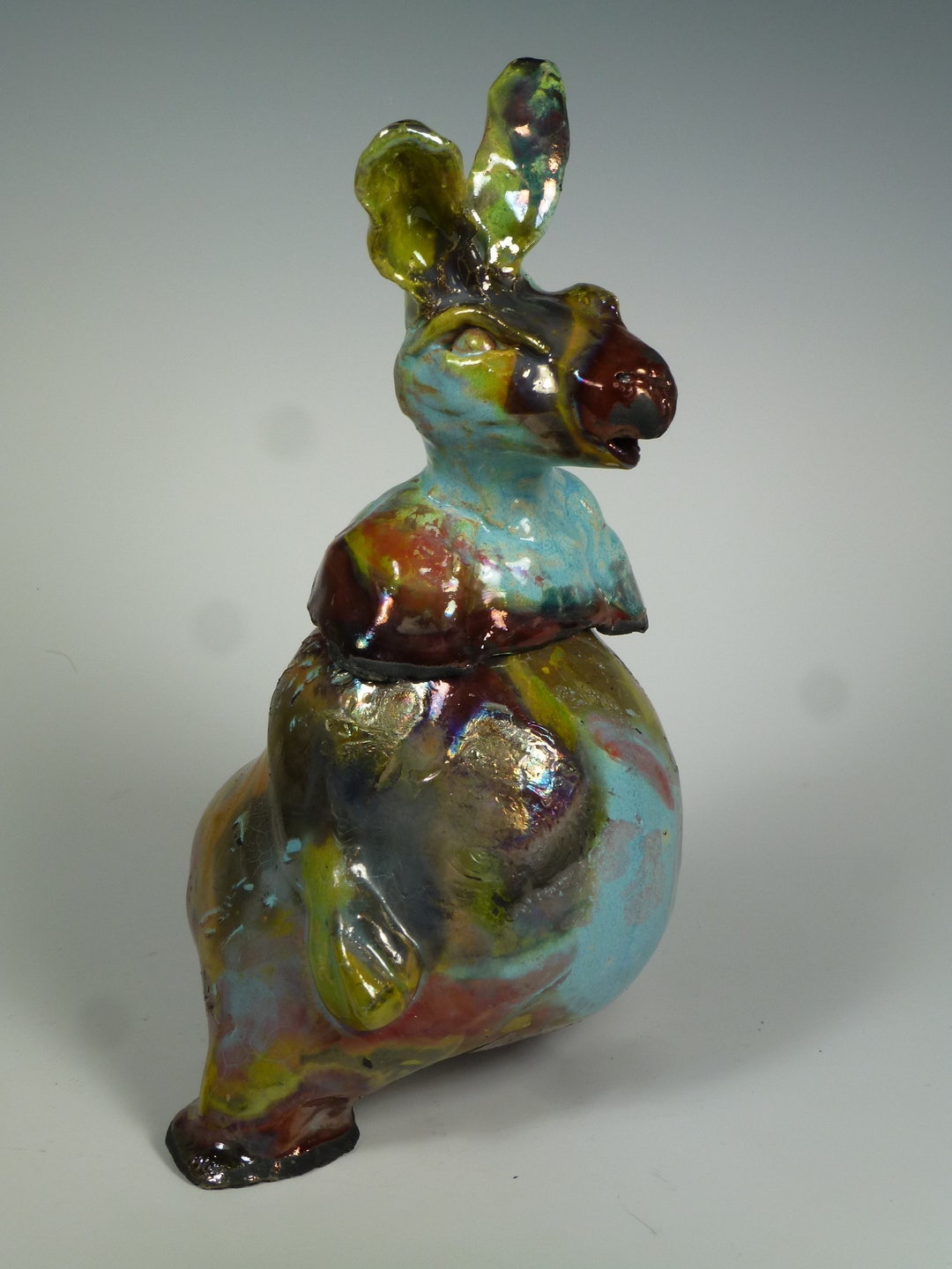 60 Buddha Raku Ricks Turquoise Glaze Handbuilt Bottle Rabbit Top 2 ...