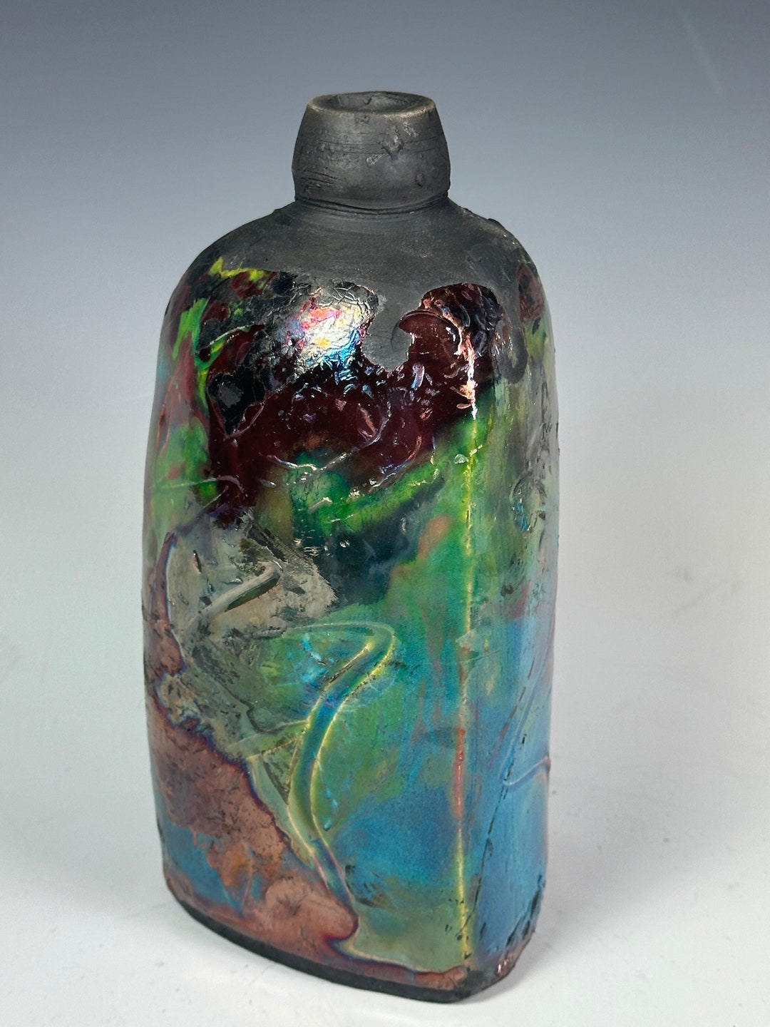 822 Raku Jar Vase Bottle 8.5"x4"x4" - Etsy