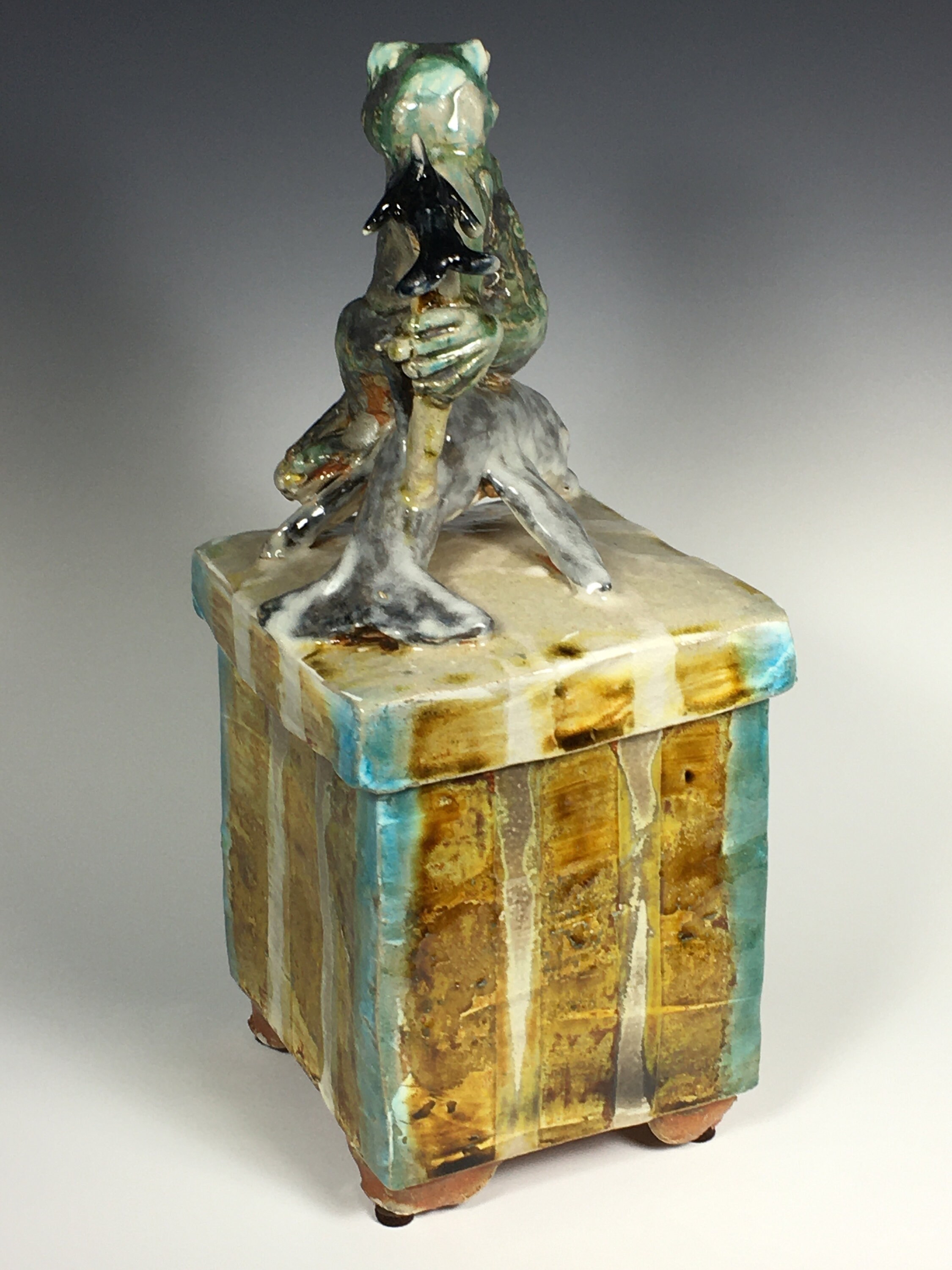 578 Frog With Orca Walking Stick Sitting on Dolphin Soda Fired - Etsy