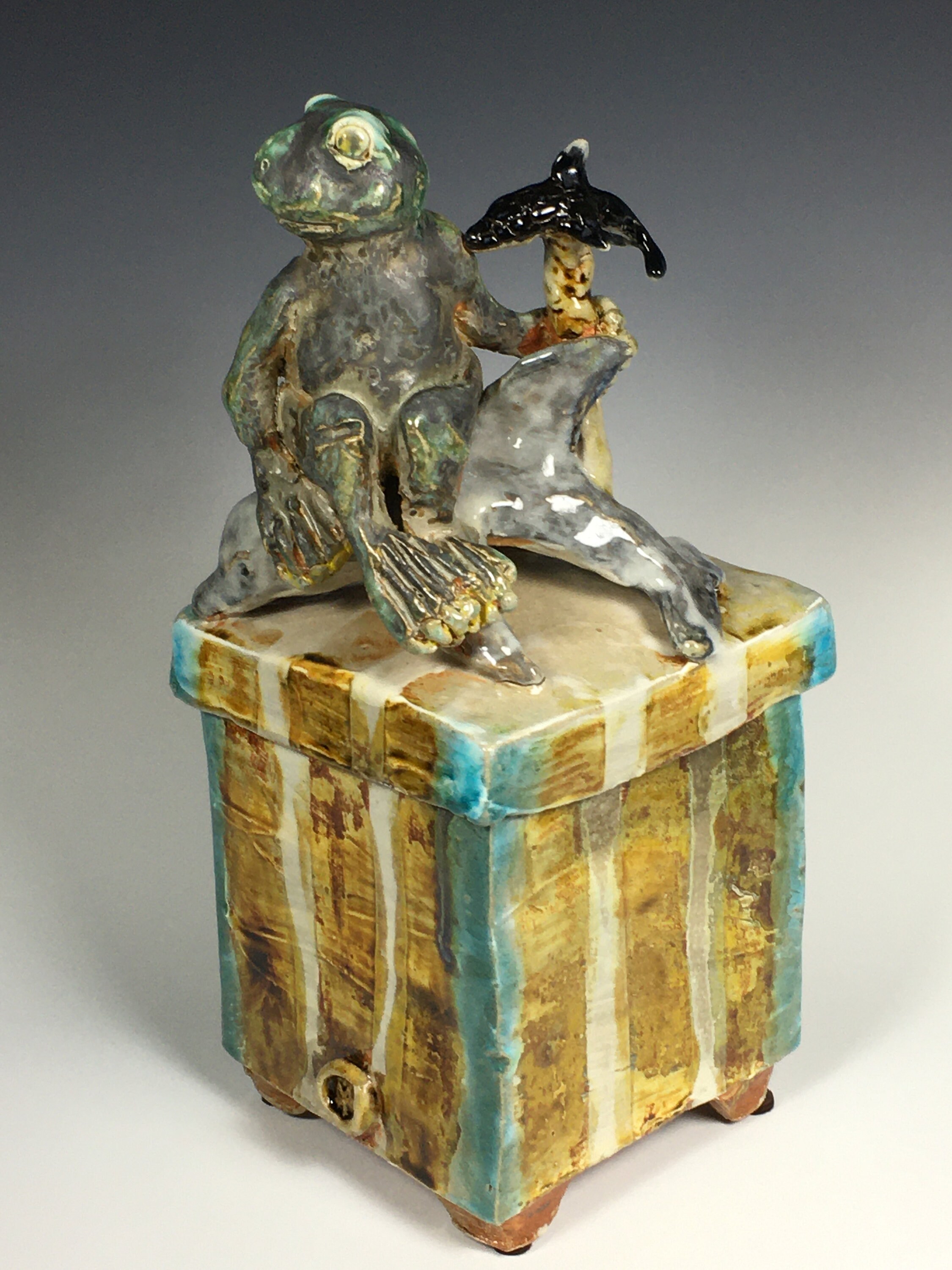 578 Frog With Orca Walking Stick Sitting on Dolphin Soda Fired - Etsy