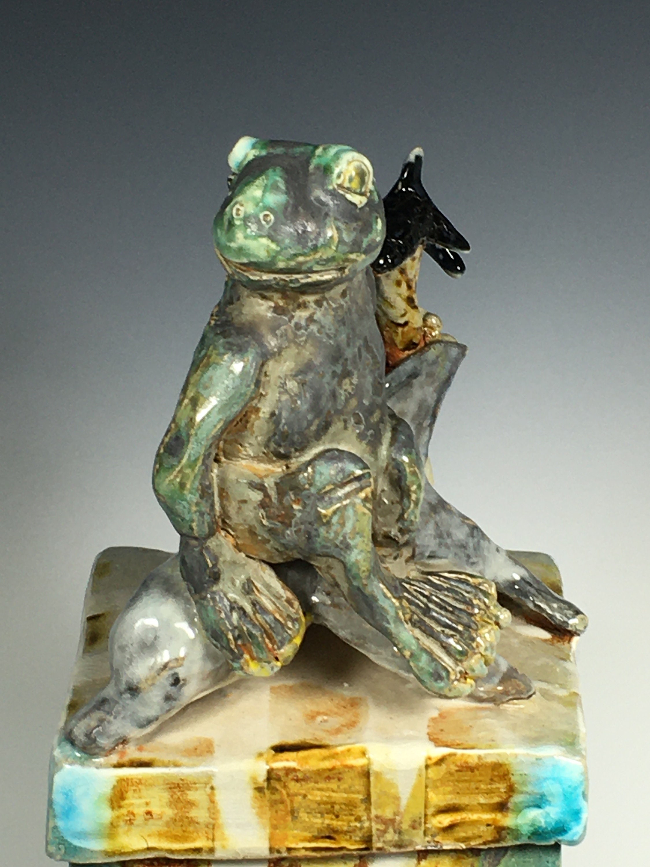 578 Frog With Orca Walking Stick Sitting on Dolphin Soda Fired - Etsy