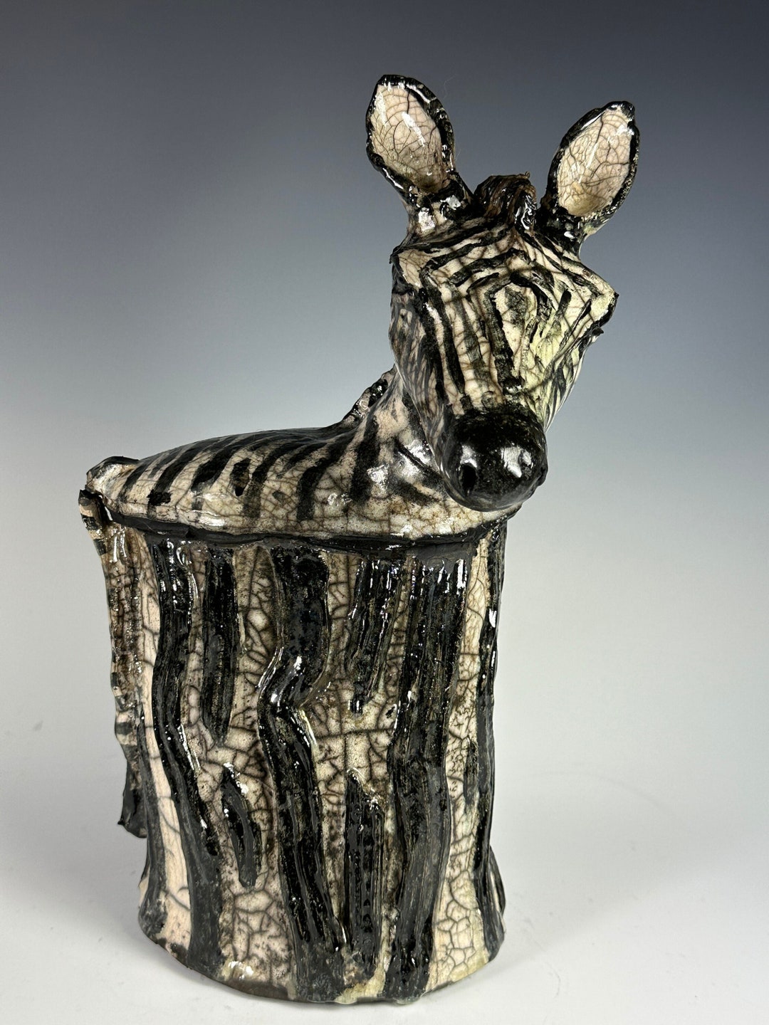739 Zebra Box Container Raku-fired Art Object 12”x7”x6” - Etsy
