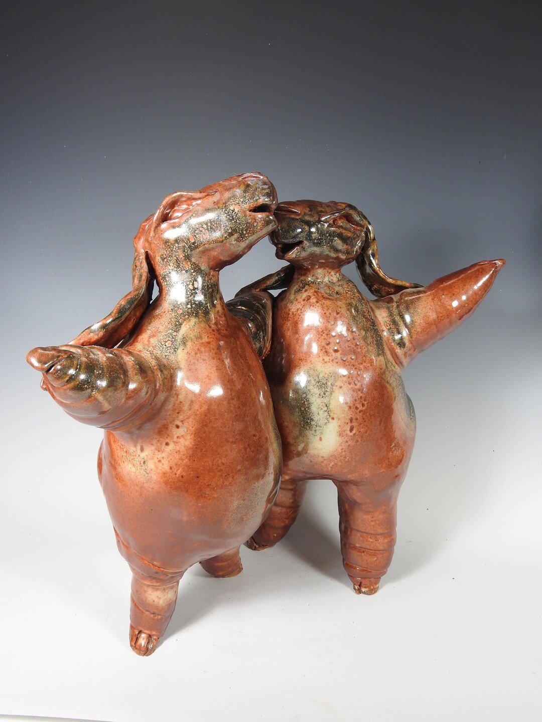 436 Rabbits Hares Friends Forever Buddha Bunny Porcelain Shino High ...