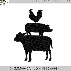 Stacked Animals Svg - Farm Animals Svg - Rooster Pig Cow Svg - Stacking ...