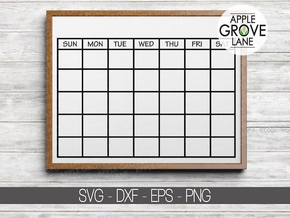 Calendar Svg Blank Calendar Svg Monthly Calendar Svg | Etsy