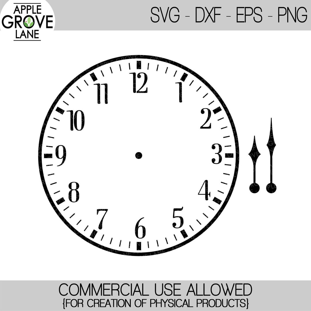 Clock Face Svg - Clock Svg - Clock Hands Svg - Clock Template - Roman ...
