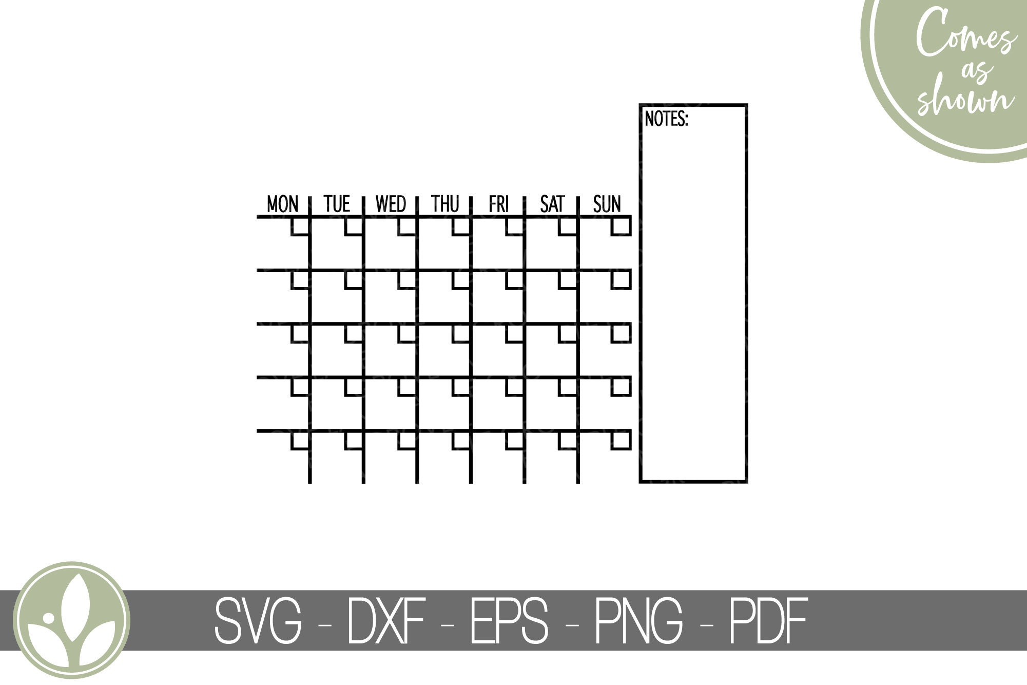 Monthly Calendar Svg Blank Calendar Svg Calendar Outline | Etsy Canada