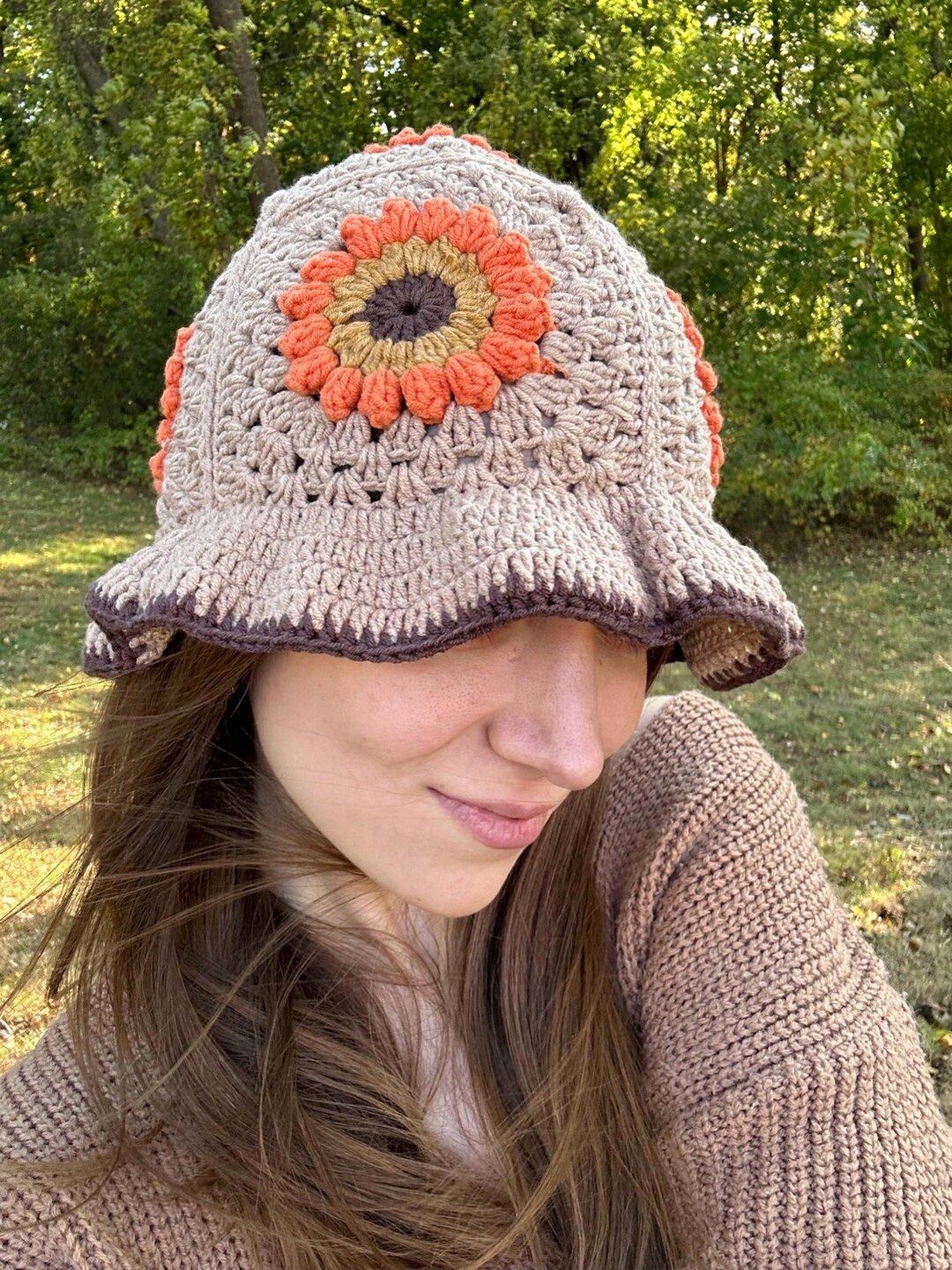 Crochet Brown Sunflower Hat,boho Festival Beach Hat,summer Solstice ...