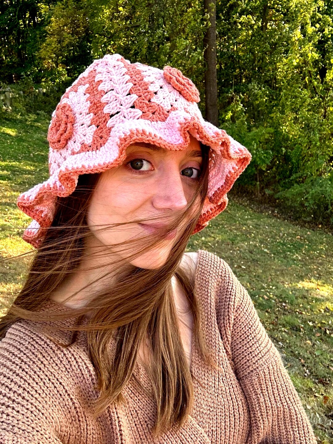 Crochet Rose Bucket Hat: Handmade Boho Summer Travel Hat - Etsy