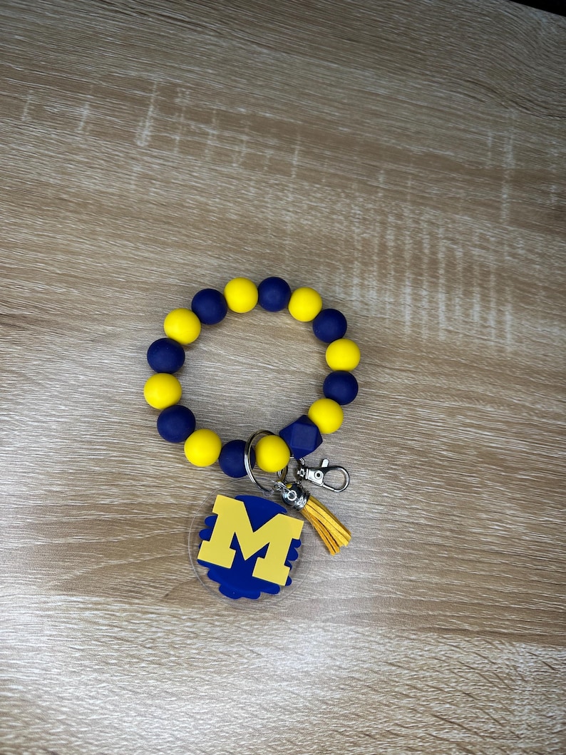 University of Michigan Car Wristlet Keychain I Michigan, Rhinestones ...