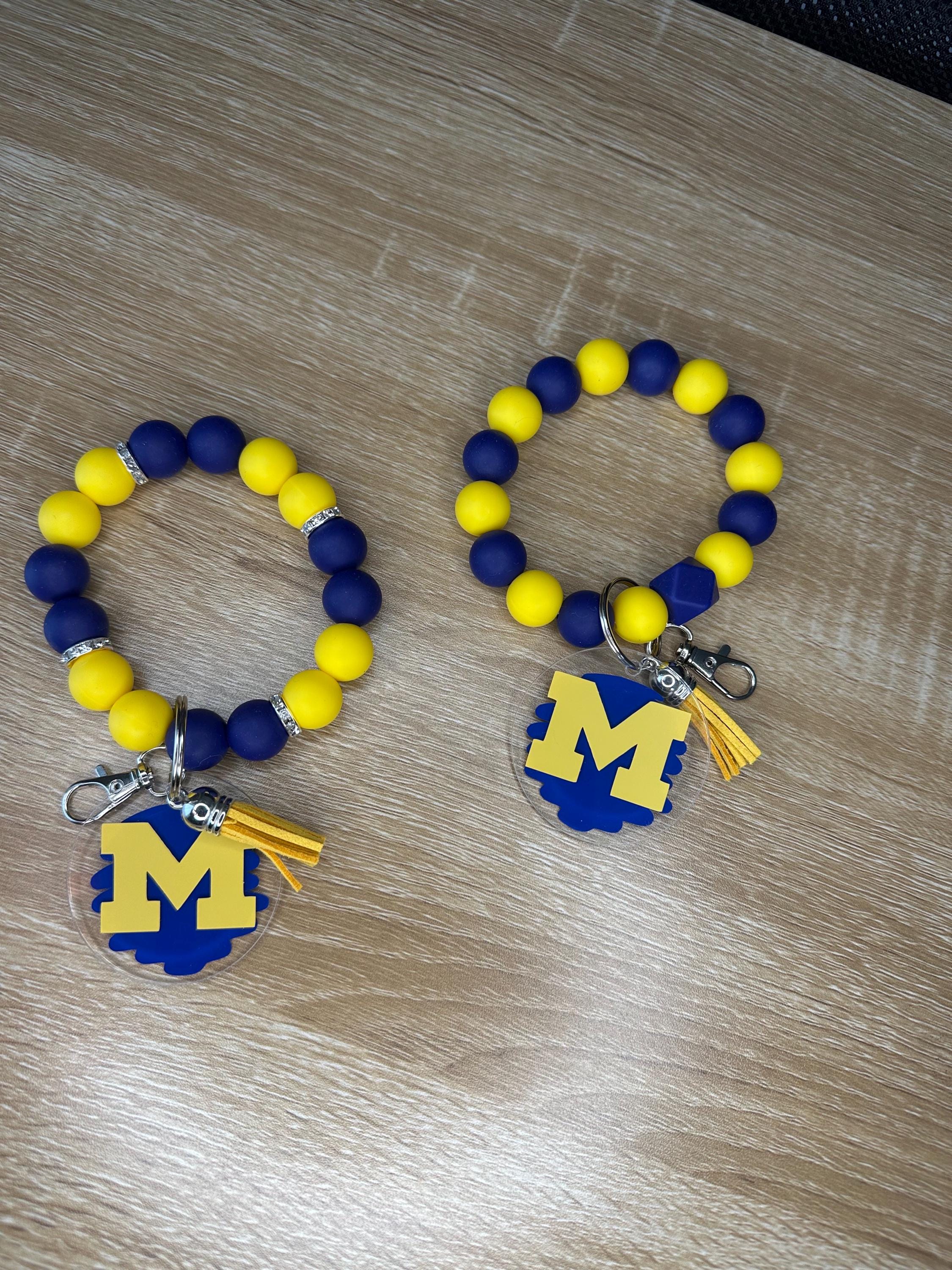 University of Michigan Car Wristlet Keychain I Michigan, Rhinestones ...