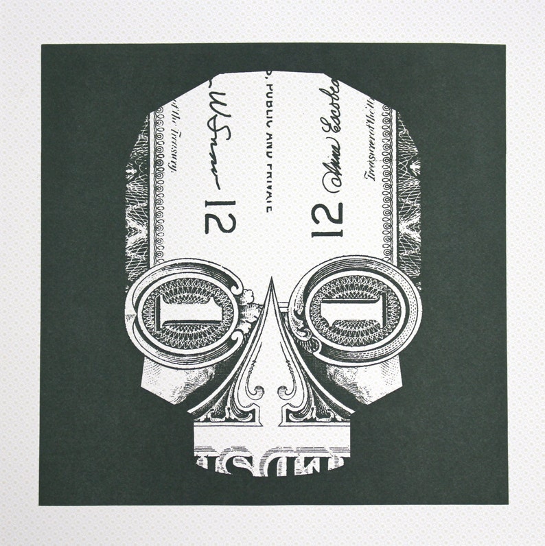 Sugar Skull Art Print, Money Wall Art Poster, Home Decor, Office, Day ...