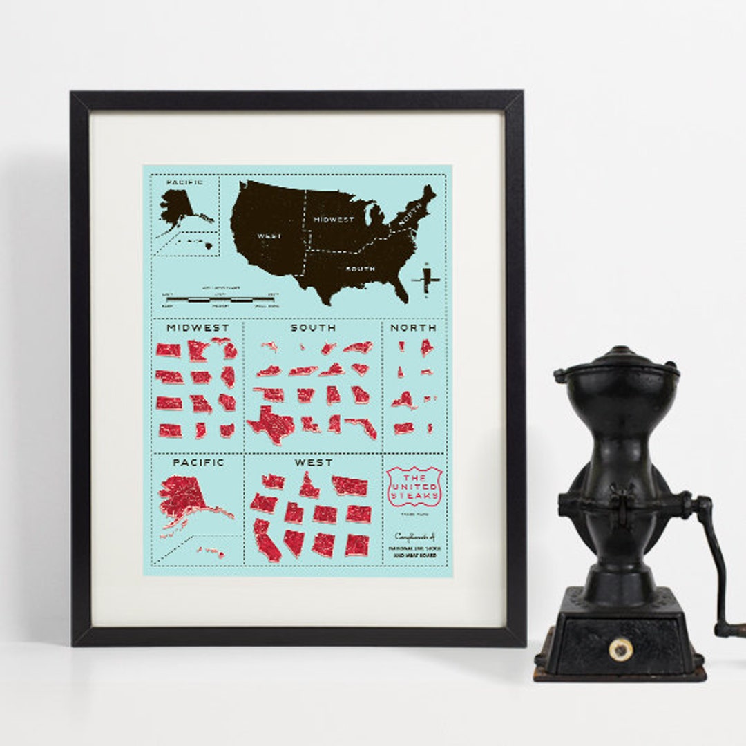 Kitchen Decor Wall Art Vintage BBQ Meat Chart Butcher Chart - Etsy