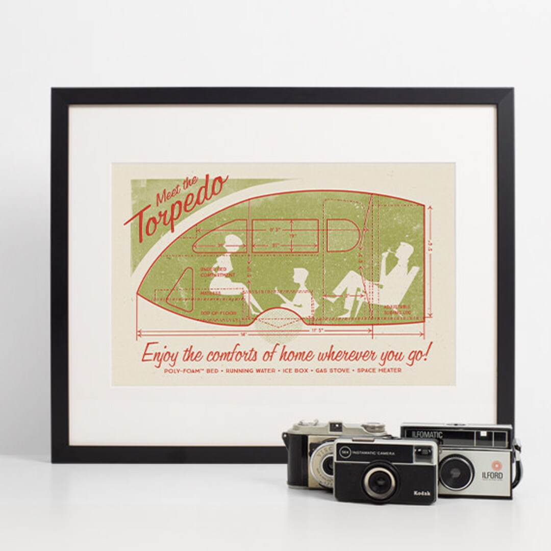 Airstream Torpedo Trailer Wall Art, Retro Home Decor, Vintage Trailer ...