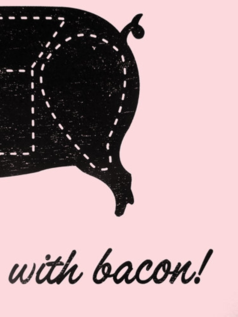 Bacon Art, Bacon Print, Pork Chart, Kitchen Print, Kitchen Art, Pig Art ...