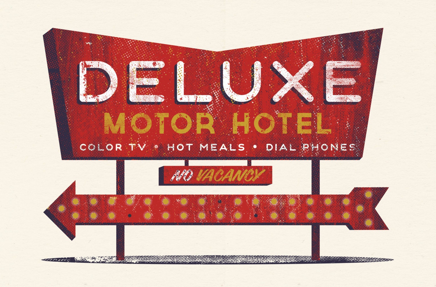 Vintage Hotel Sign Print, Neon Sign Wall Art, Motel Sign Poster, Retro ...
