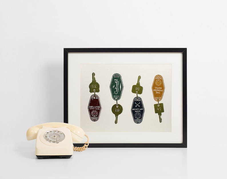 Hotel Key Wall Art, Motel Keychain, Retro Hotel Decor, Key Fob, Retro ...