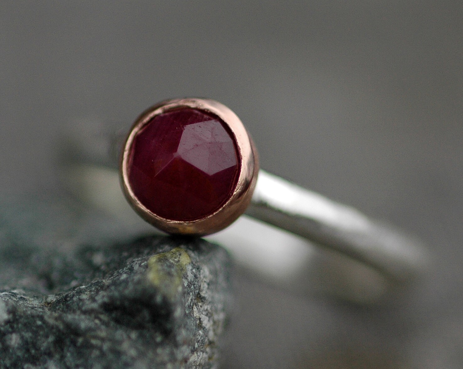 ON SALE- Ready to Ship Rose Cut Ruby Recycled Rose Gold and Sterling ...