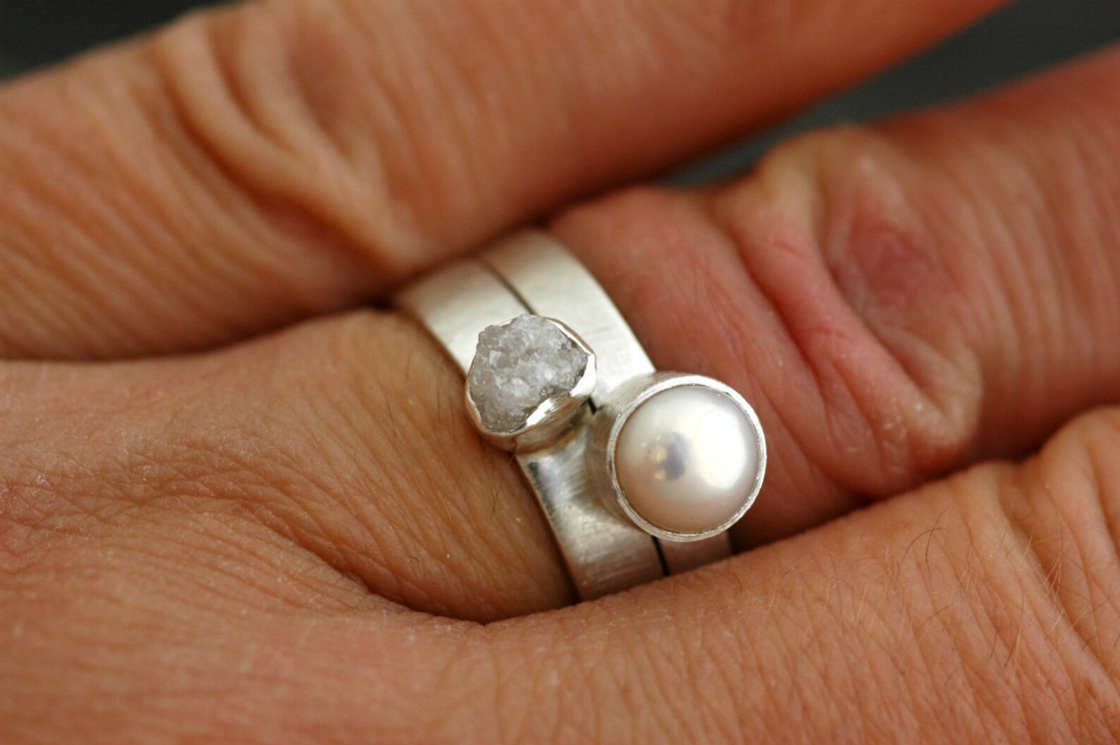 Pearl in Sterling Silver Ring- Custom Made Handmade - Etsy