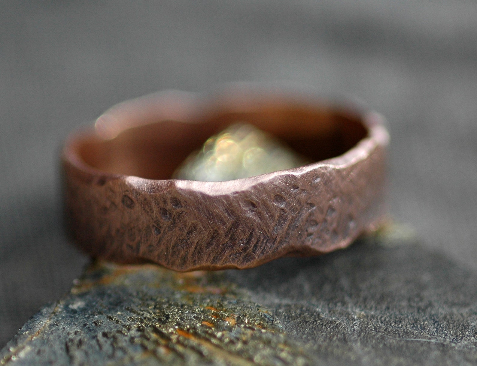 Oxidized Gold Band Recycled Gold in Herringbone Texture - Etsy