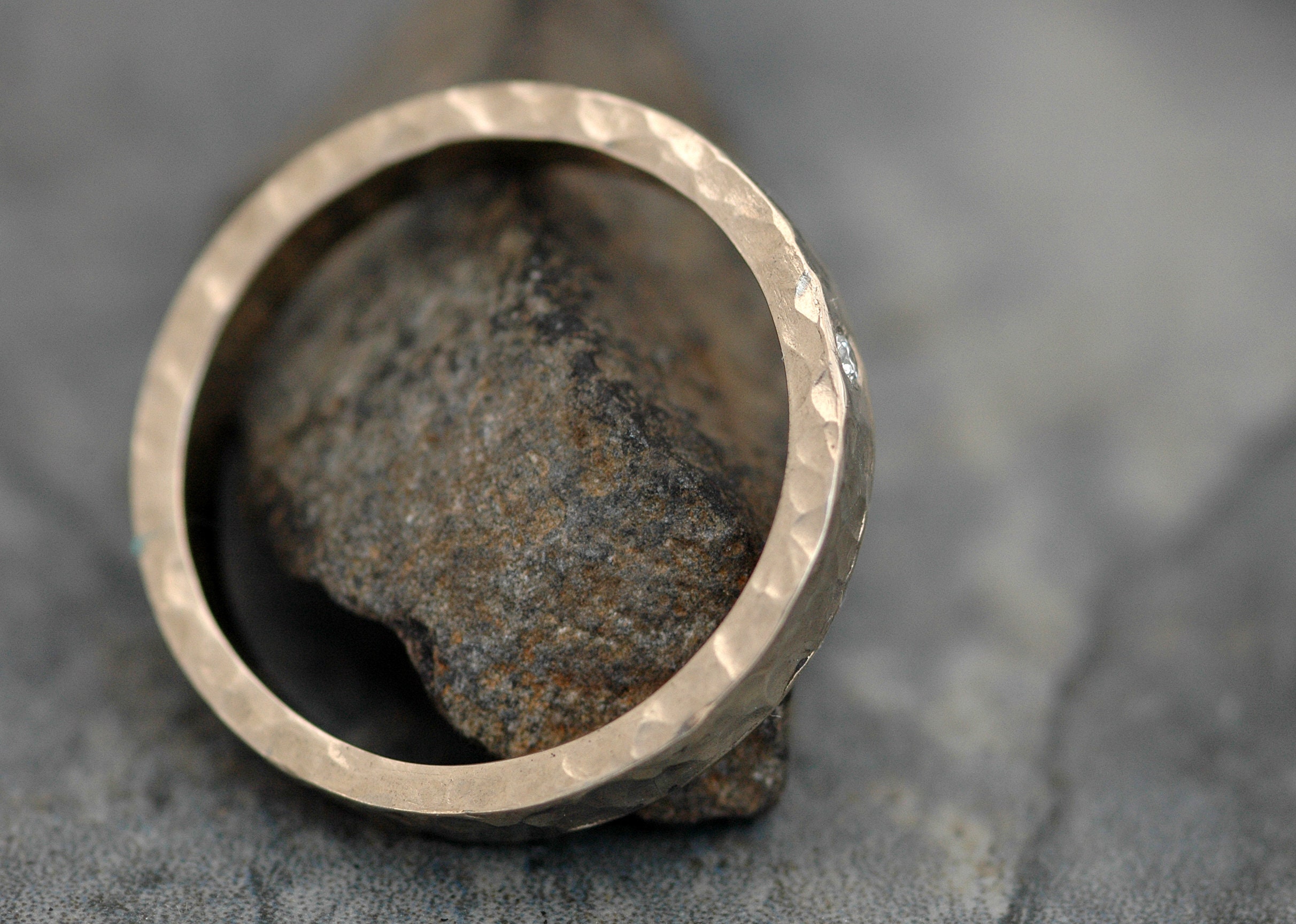 14k White Palladium Gold Band with Diamond- Recycled Stone and Metal ...