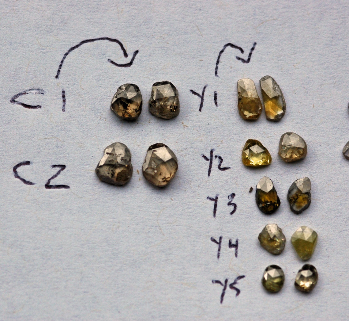 Diamond Slices in Handbuilt Recycled 18k White Rose or | Etsy