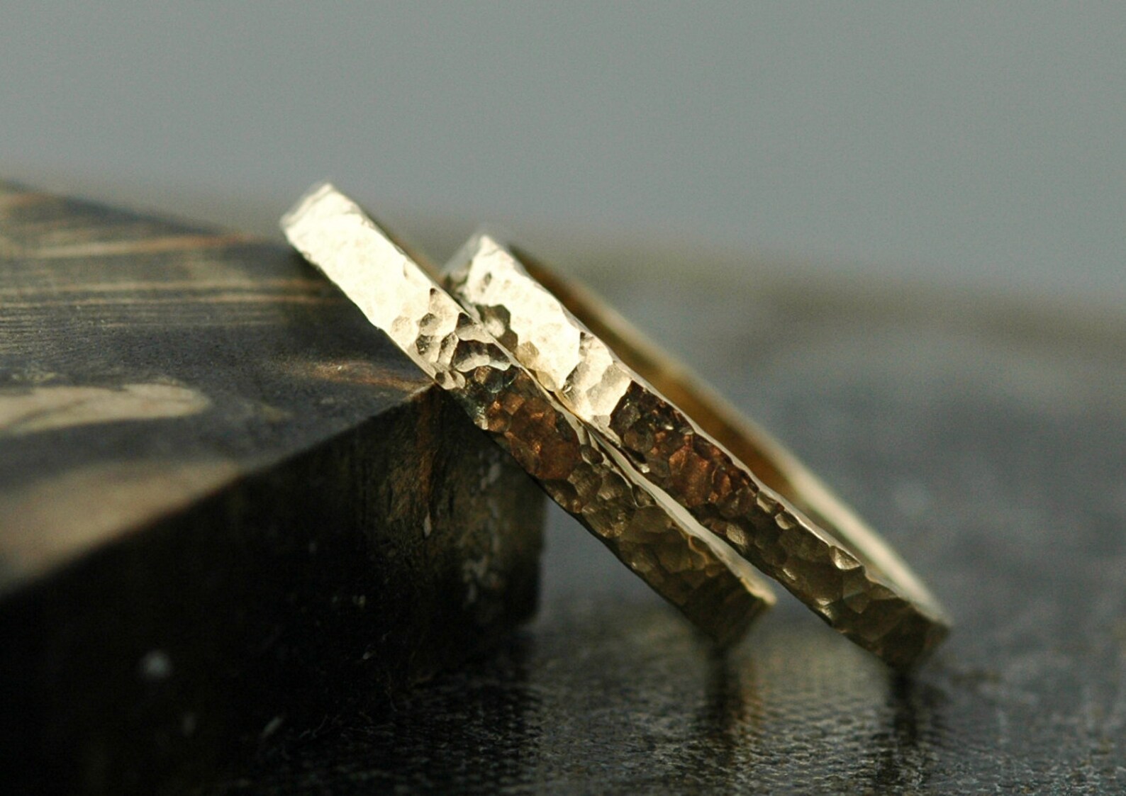 Gold Stacking Rings- 14k Gold, Hammered Finish Handmade - Etsy