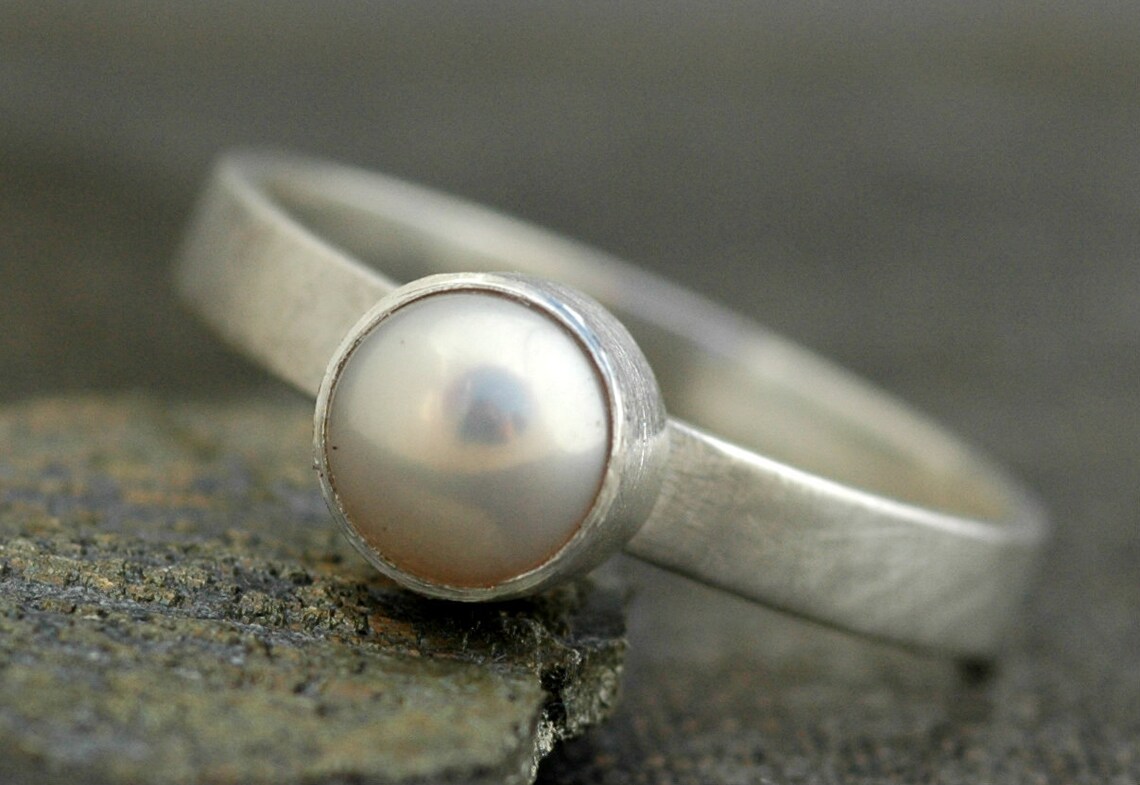 Pearl in Sterling Silver Ring- Custom Made Handmade - Etsy