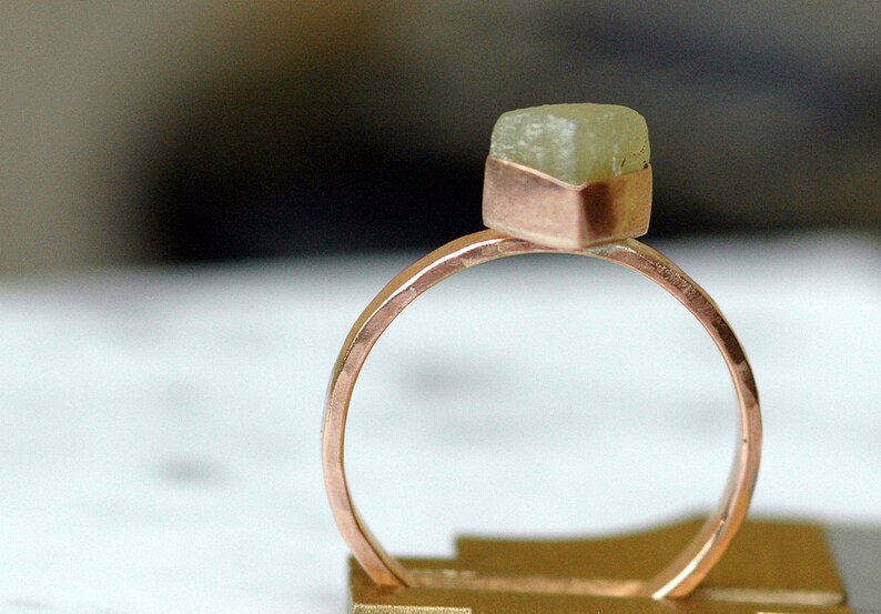 Raw Diamond in Rose Gold Ring Handmade - Etsy
