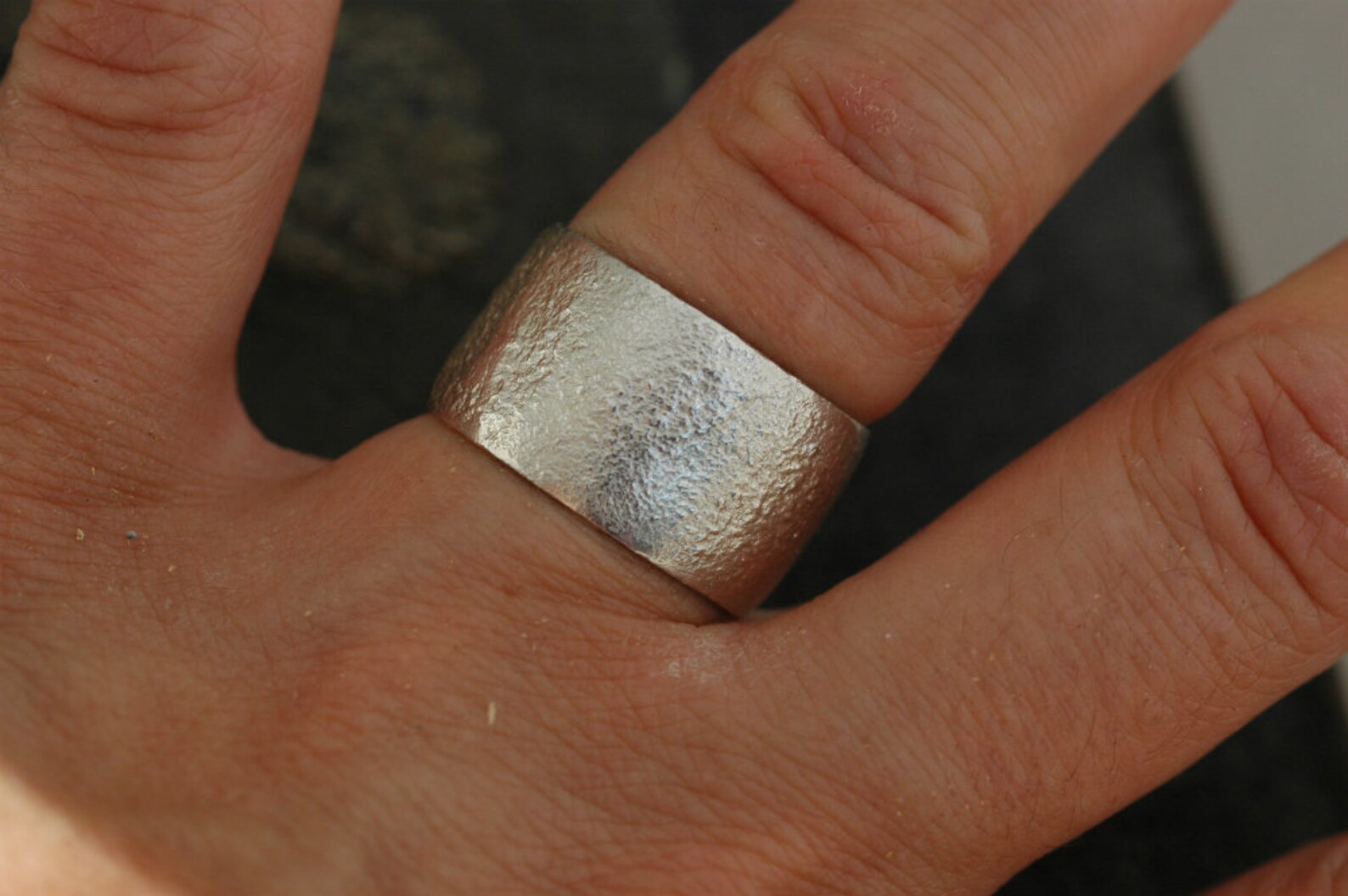 Reticulated Wide-band Sterling Silver Ring Custom Made | Etsy