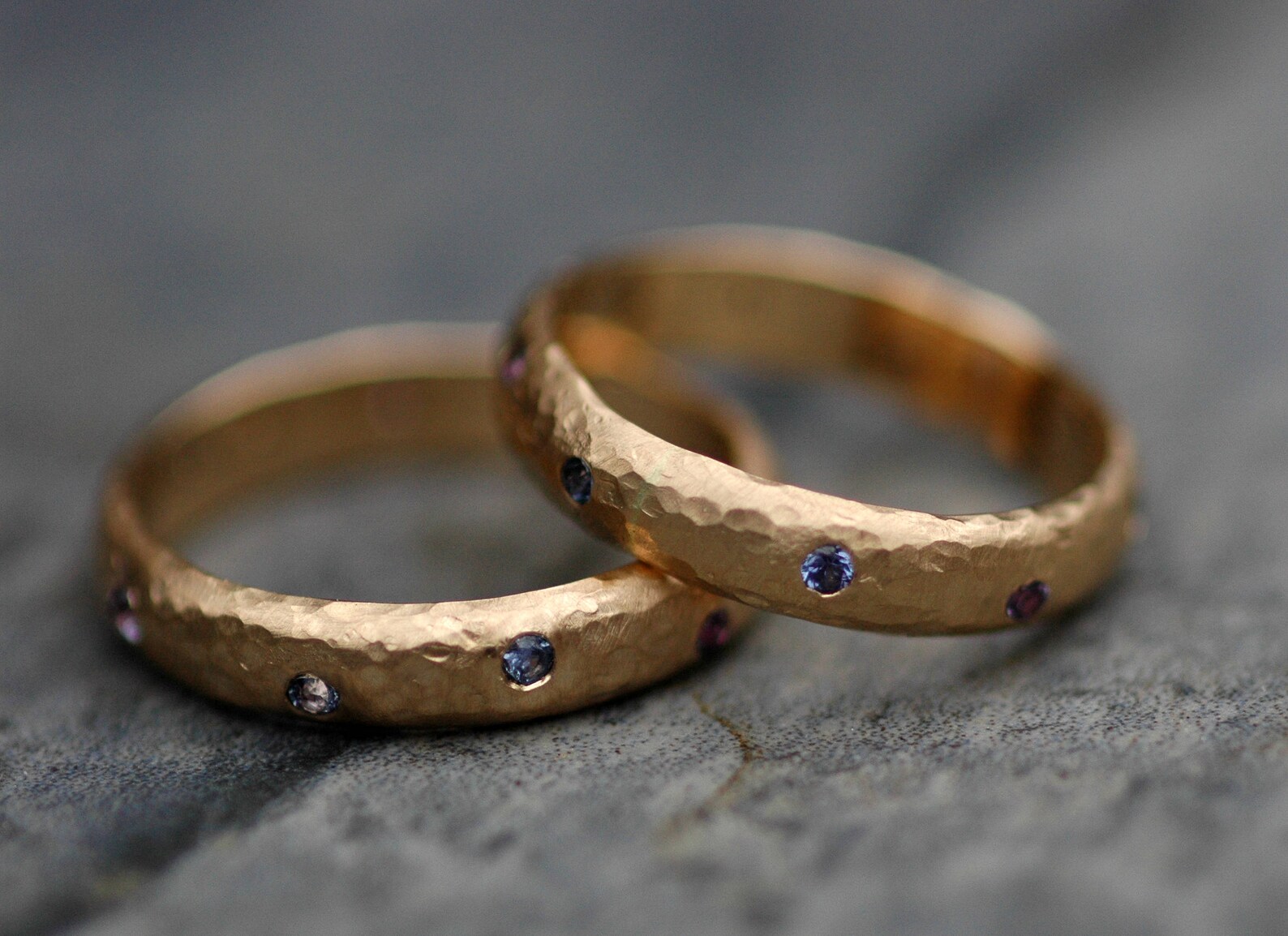Yogo Gulch Sapphires in Recycled Gold Ring Custom Made Band - Etsy
