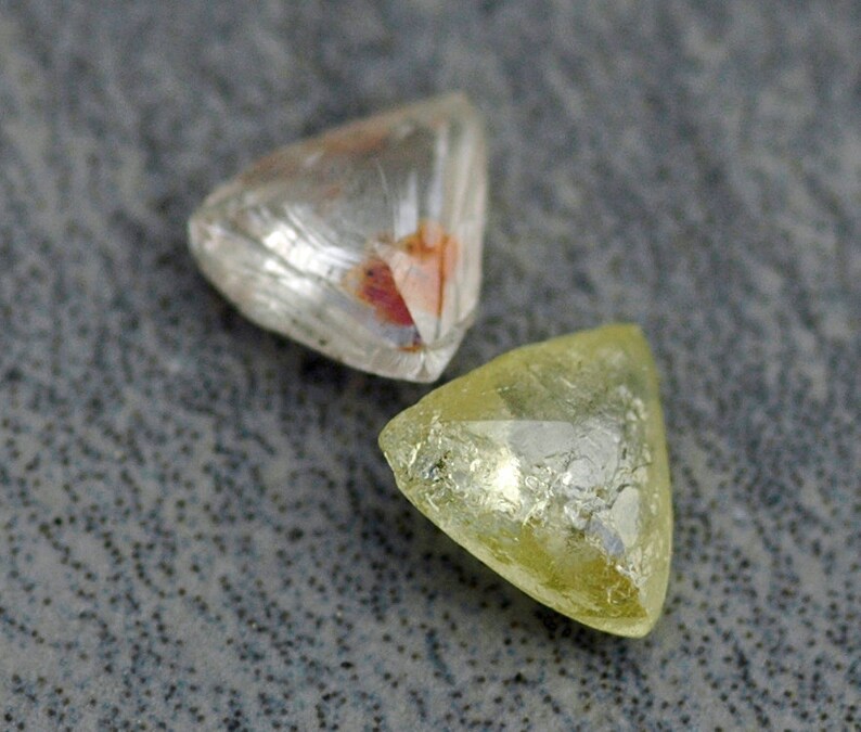 Transparent Raw Rough Macle Diamond on Thin Recycled Gold - Etsy