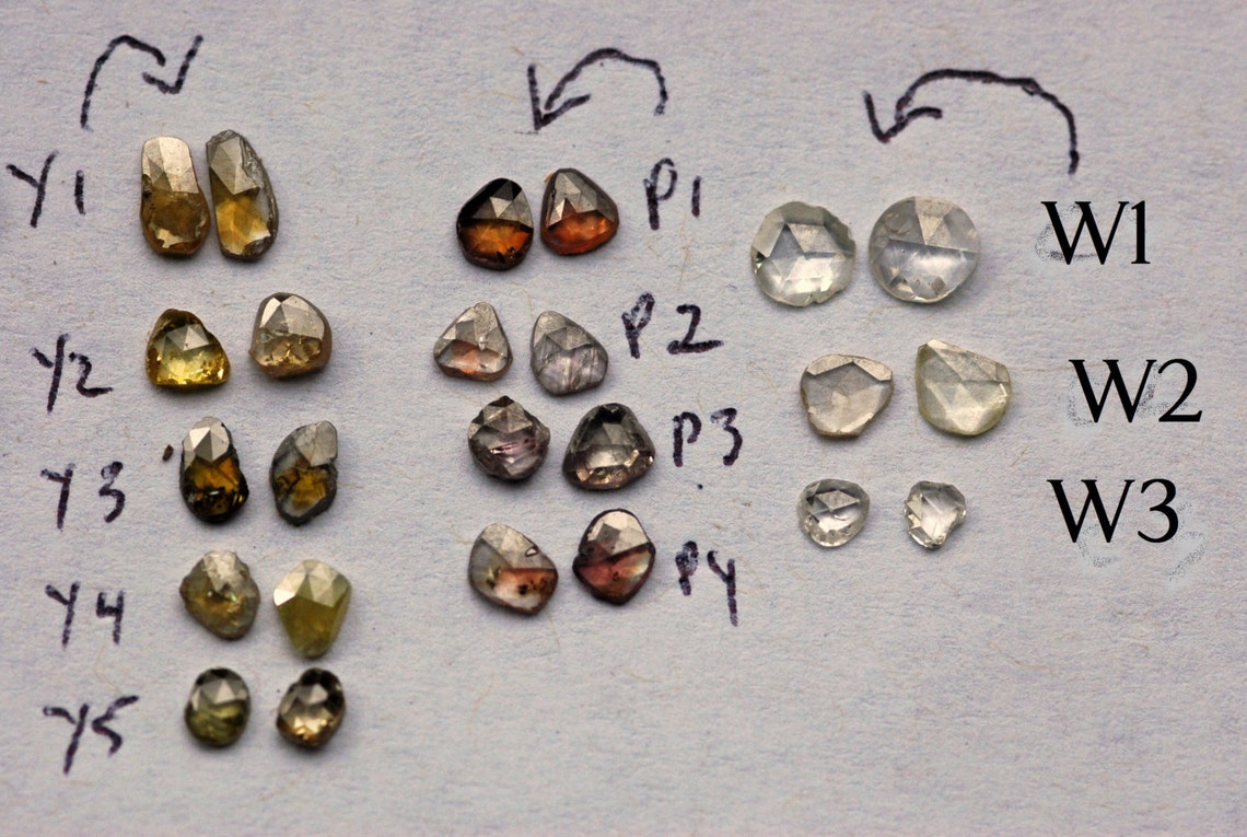 Diamond Slices in Handbuilt Recycled 18k White Rose or | Etsy