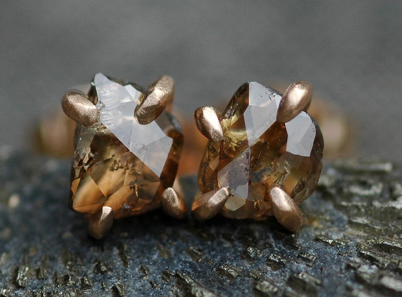 Diamond Slices in Handbuilt Recycled 14k White Rose or | Etsy