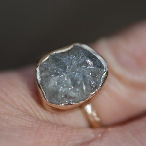 Huge Silver Raw Rough Diamond Engagement Ring in Recycled 18k Gold ...