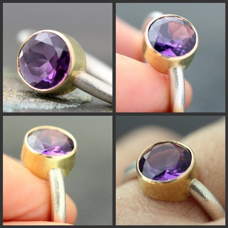 Amethyst in Gold and Silver Ring Handmade - Etsy