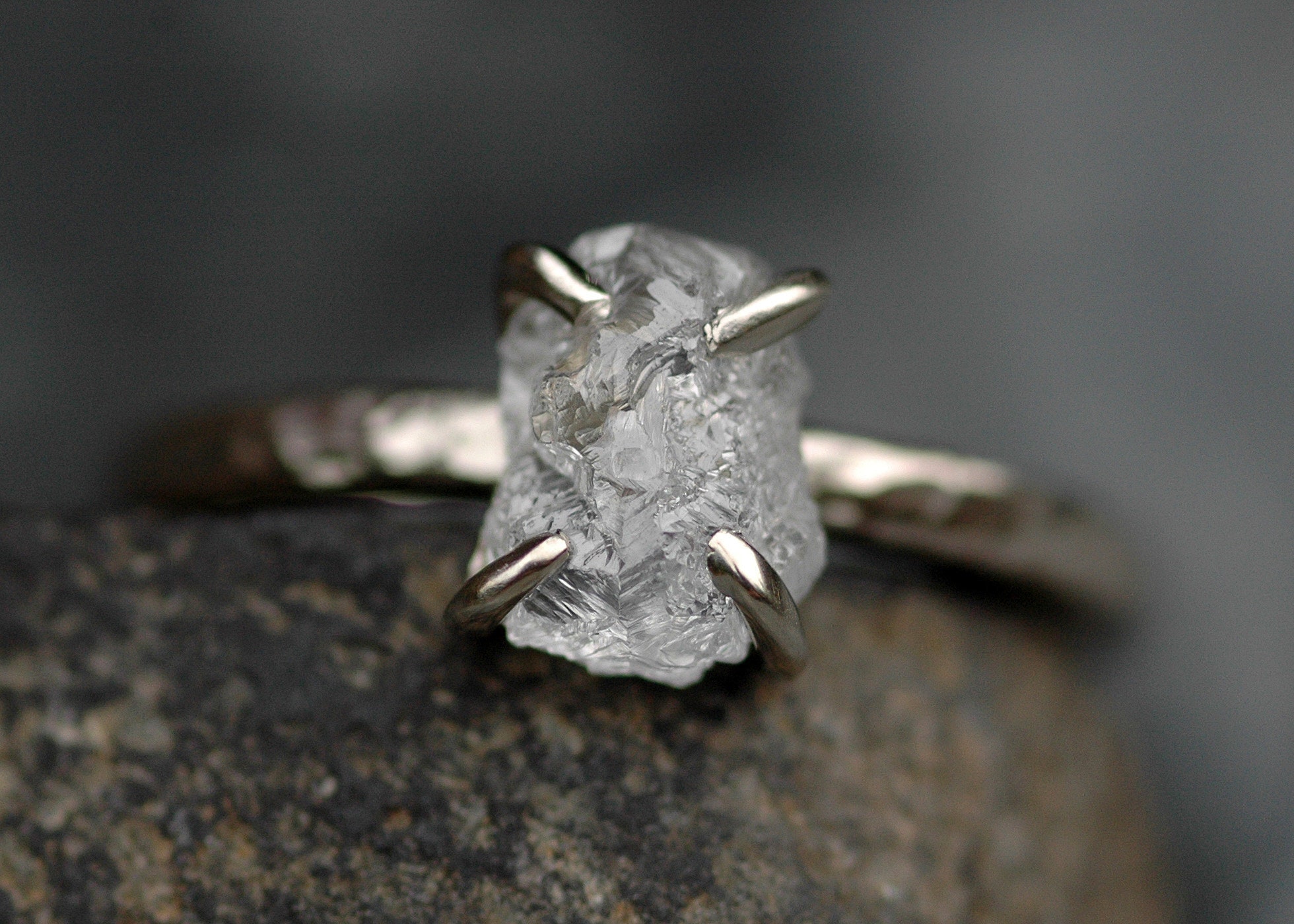 Large Raw Rough Diamond on Recycled Gold Band- Custom Made Rough Uncut ...