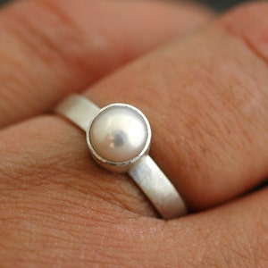 Pearl in Sterling Silver Ring- Custom Made Handmade - Etsy