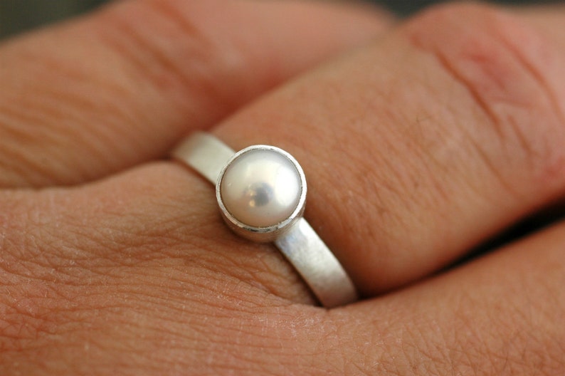 Pearl in Sterling Silver Ring Custom Made | Etsy