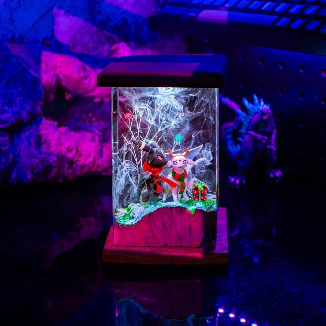 Umbreon Christmas Lamp, Gift, Custom Night Light, Epoxy Resin Lamp ...