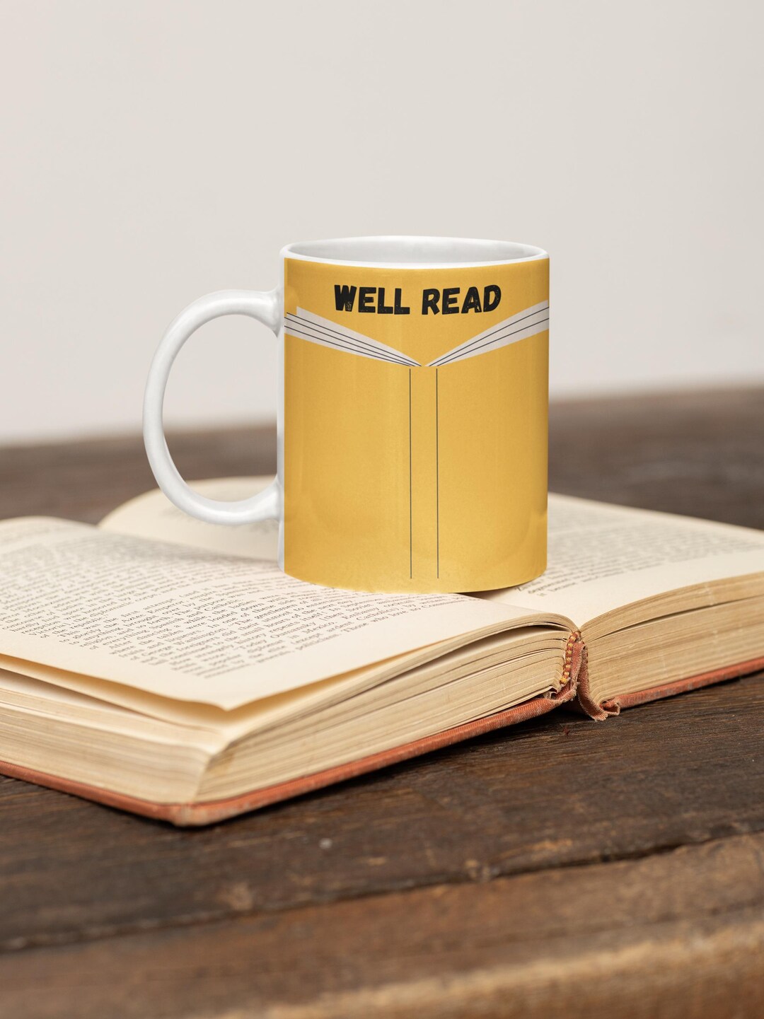 Well Read Ceramic Mug for Book Lovers, Literary Gift, Yellow Coffee Cup ...