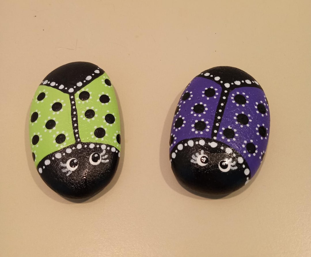 2 Hand Painted Ladybug Stones - Etsy